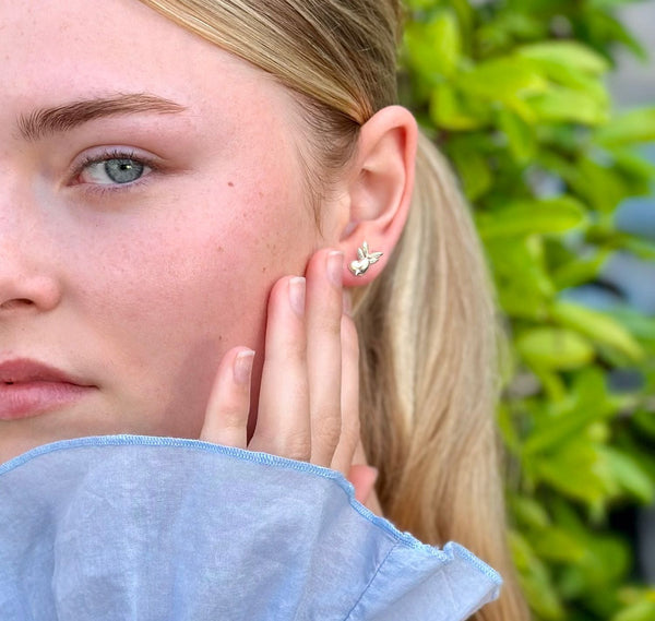 Karen Walker - Pixie Heart Studs Silver – Brent Weatherall Jeweller