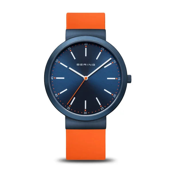Bering - Blue Sunray Dial With Blue & Orange Silicone Strap – Brent ...